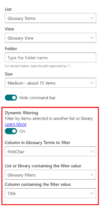 How to build a SharePoint glossary page using view formatting and connected list WebParts ...