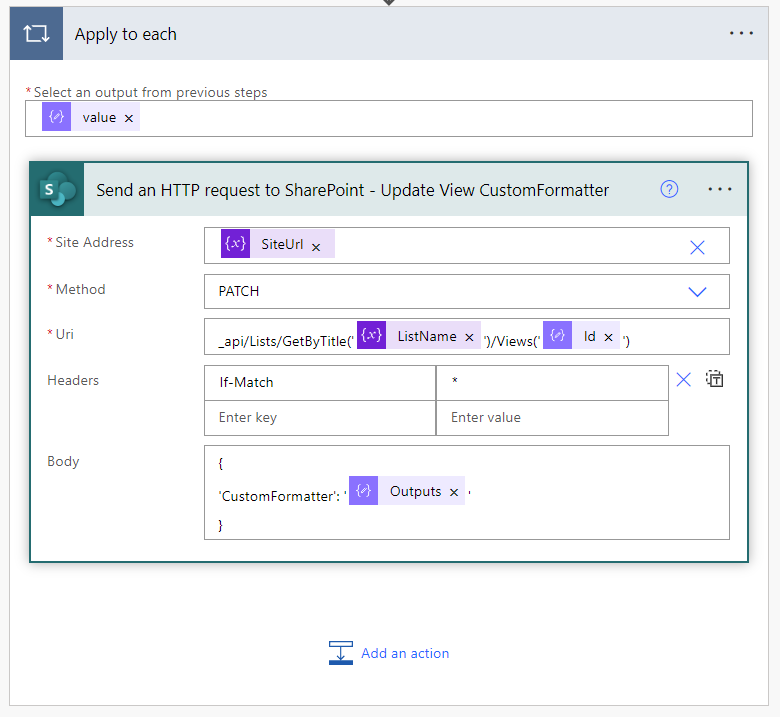 Updating List Views JSON Formatters For A SharePoint List Using Power 