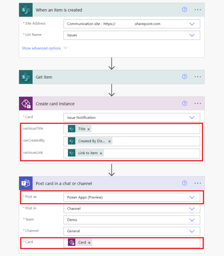 Using Power Automate to send cards built with Cards for Power Apps in ...