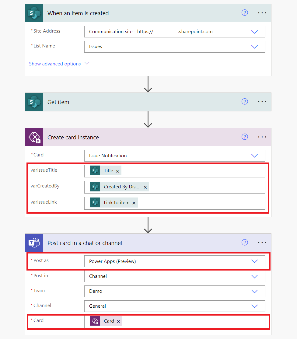 Using Power Automate to send cards built with Cards for Power Apps in Teams - michelcarlo